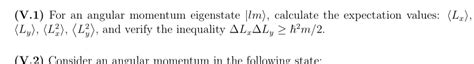 V For An Angular Momentum Eigenstate Lm Chegg