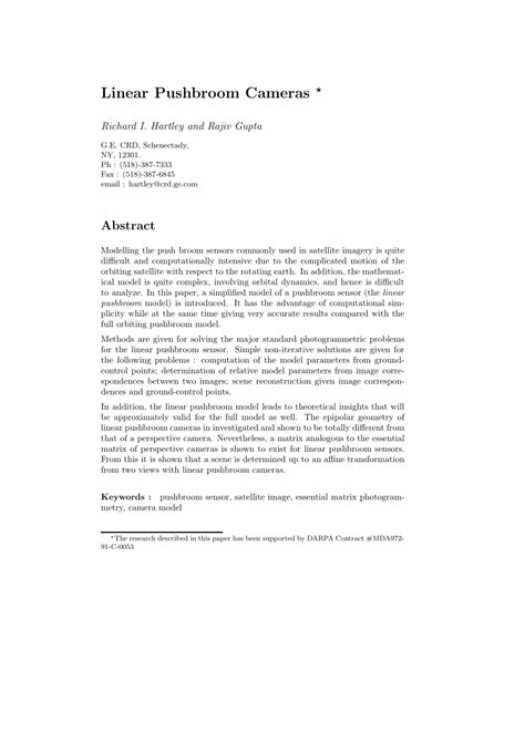 Pdf Linear Pushbroom Cameras