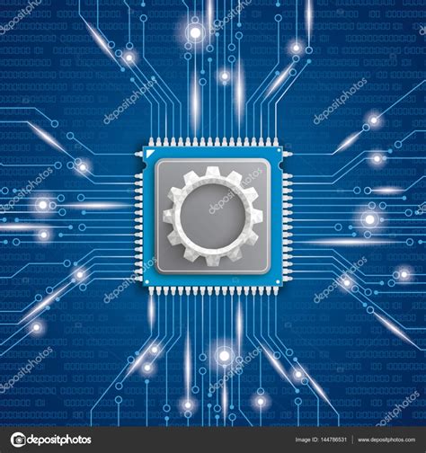 Microchip Processor With Gear Wheel Stock Vector Image By Limbi