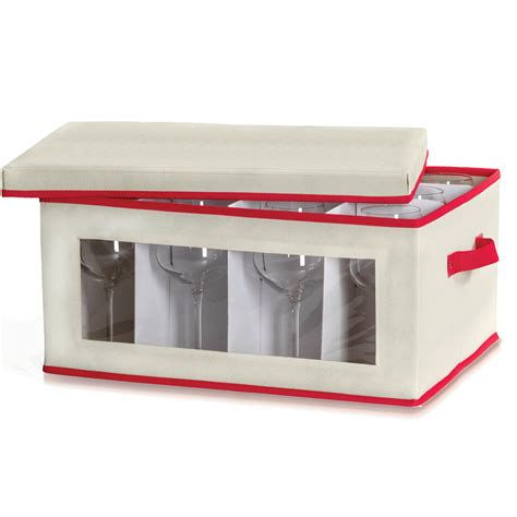 Holiday Wineglass Box With Dividers Glasses Container Comes With Two Handles 12 Slots And