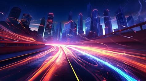 Premium Ai Image Glowing Trails Of Neon Lines Intersect To Create An