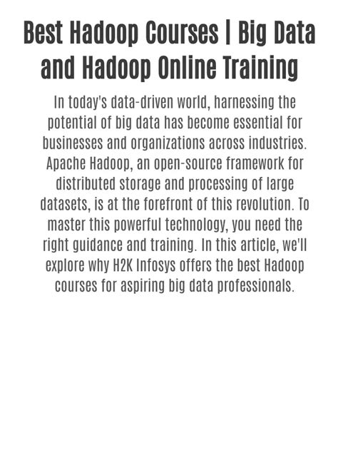 Ppt Best Hadoop Courses Big Data And Hadoop Online Training