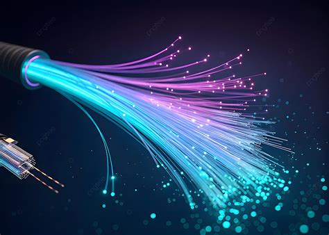 Glowing Fiber Optic Cables In Dark Background Fiber Optic Cables