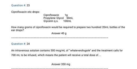 Solved Ciprofloxacin Otic Drops Ciprofloxacin Propylene