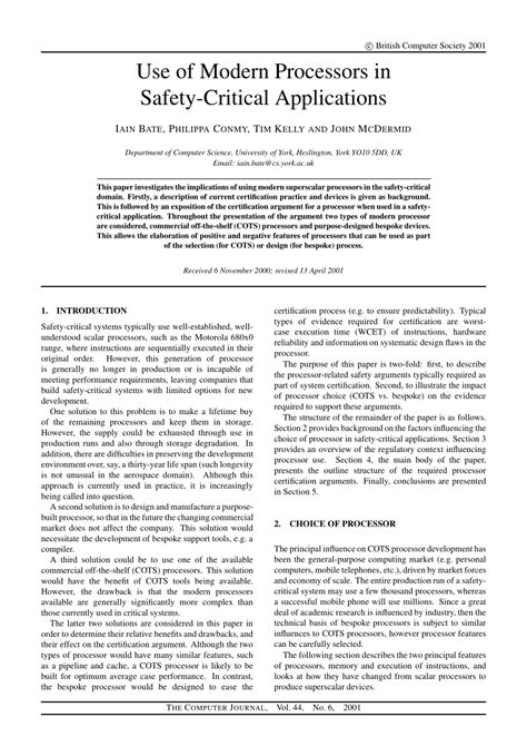 Pdf Use Of Modern Processors In Safety Critical Applications