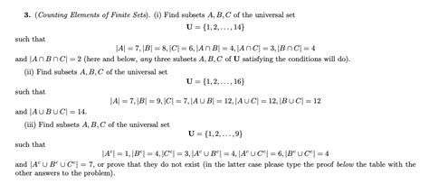 Solved 3 Counting Elements Of Finite Sets I Find