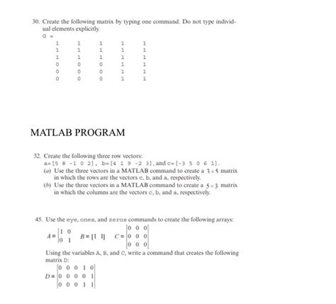 Solved 30 Create The Following Matrix By Typing One