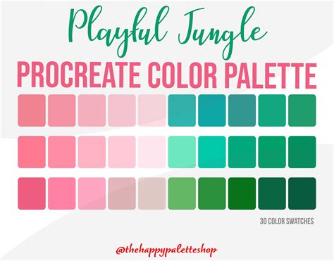 Pink Procreate Color Palette Ipad Lettering Digital Art Green Procreate Palette Summer