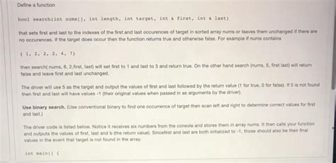 solved define a function bool search int nums int length