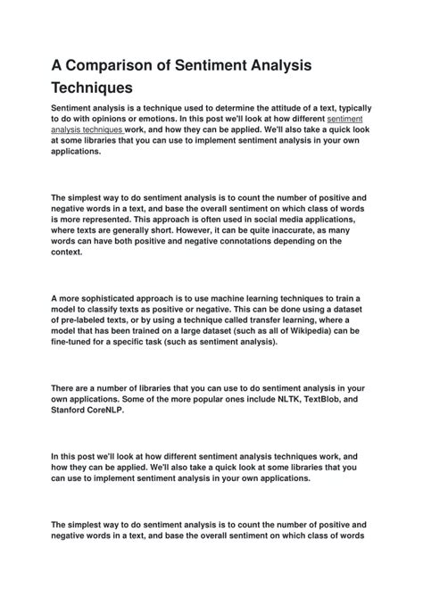 Ppt A Comparison Of Sentiment Analysis Techniques Powerpoint Presentation Id 11496910