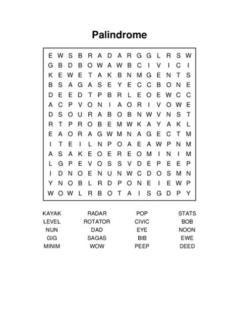 Palindrome Word Search