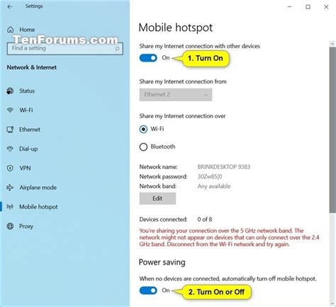 Turn On Or Off Mobile Hotspot In Windows 10 Tutorials