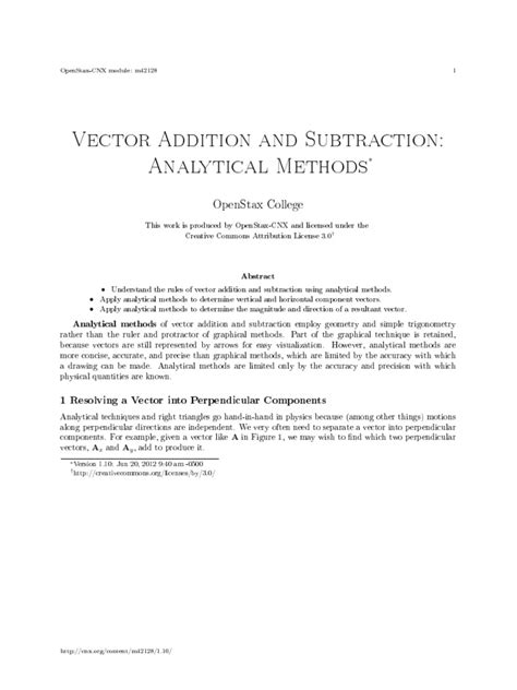 Vector Addition And Subtraction Analytical Methods 10 Pdf Euclidean