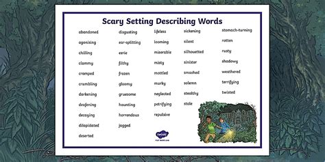 Black And White Ks2 Scary Setting Description Examples Word Mat