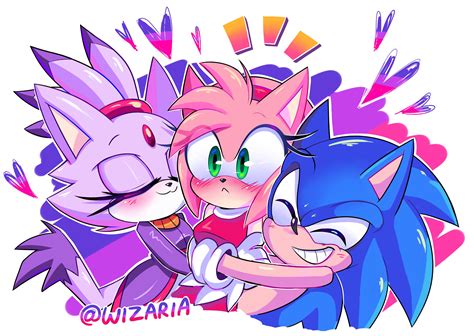Sonic The Hedgehog Amy Rose And Blaze The Cat Sonic Drawn By