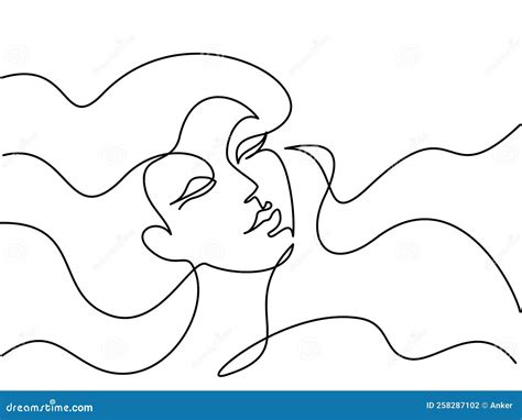Abstract Minimal Woman Face Continuous One Line Drawing Stock Illustration Illustration Of