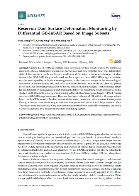 Pdf Reservoir Dam Surface Deformation Monitoring By Differential Gb Insar Based On Image Subsets