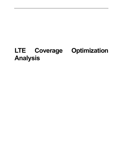 Lte Coverage Optimization Analysis Pdf