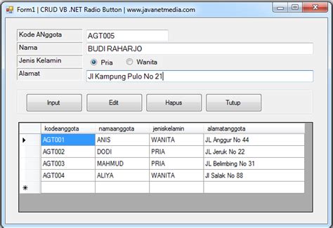 Cara Input Data Menggunakan Radio Button Pada VB NET