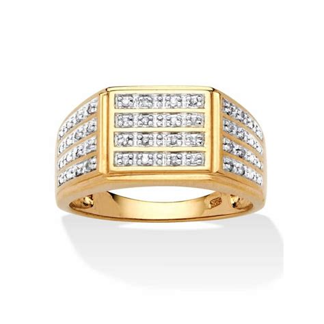 palmbeach jewelry men s pave diamond multi row grid ring 1 6 tcw in 18k gold plated or platinum