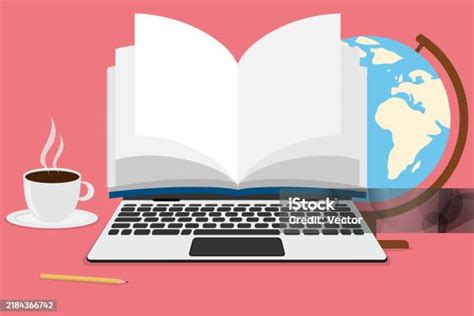 온라인 학습 온라인 교육 열린 책 형태의 노트북이 있는 온라인 학습 아이콘 벡터 만화 일러스트 레이 션 벡터 3차원 형태에 대한 스톡 벡터 아트 및 기타 이미지 Istock