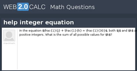 View Question Help Integer Equation