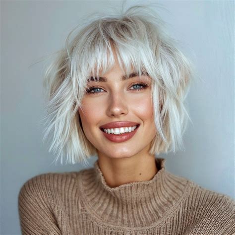 Magnific Oqjxemenbtlmsu2fldys Platinum Cropped Cut With Fringe