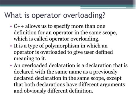 Operator Overloading Binary Ppt