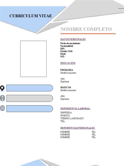 Currículum Vitae Para Llenar En Pdf Pdf