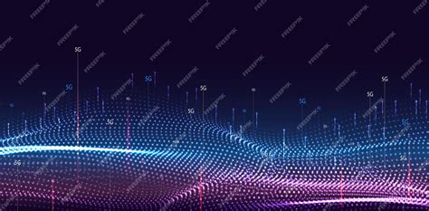 5g 또는 6g 도트 라인 모바일 기술 무선 데이터 네트워크 및 연결 기술 개념 고속 미래 배경 벡터 디자인 프리미엄 벡터