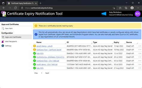 Github Coasterkaty Certexpiry Php Project For Tracking Azure Ad App Reg Secrets About To