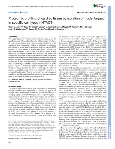 Pdf Tissue Specific Proteomic Profiling By Isolation Of Nuclei Tagged In Specific Cell Types