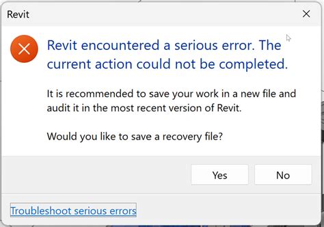 Revit Encountered A Serious Error Trying To Edit An In Place Family In Revit