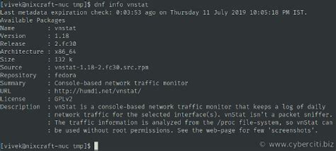 Fedora Linux Install Vnstat Network Traffic Monitor NixCraft