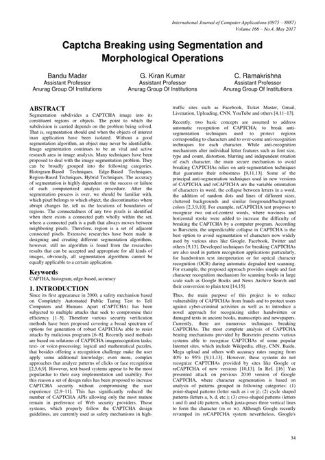 Pdf Captcha Breaking Using Segmentation And Morphological Operations
