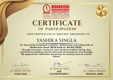 Hackvision2k25 Hackathon Innovation Teamwork Learningexperience Yashika Singla