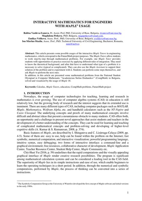 Pdf Interactive Mathematics For Engineers With Maple Usage