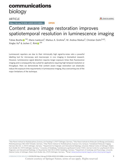 Pdf Content Aware Image Restoration Improves Spatiotemporal Resolution In Luminescence Imaging
