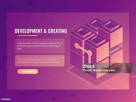 생성자 디지털 기술 서버 데이터 센터 데이터 베이스 클라우드 스토리지 아이콘 아이소메트릭 벡터의 개념 개발 및 작성 차단 0명에