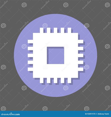 Chip CPU Flat Icon Round Colorful Button Circular Vector Sign With Shadow Effect Flat Style