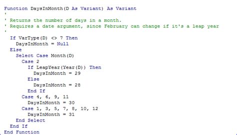 Function Days In Month