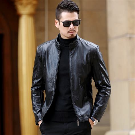Middle Aged And Elderly Mens Leather Jacket Father Handsome Spring And