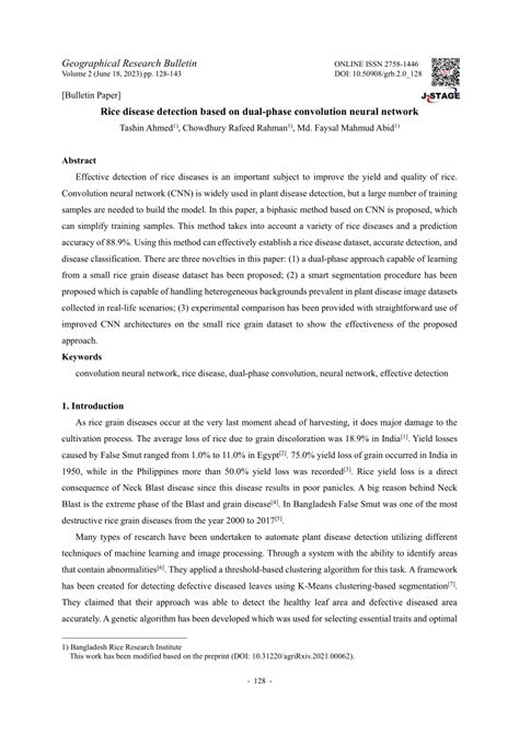 PDF Rice Disease Detection Based On Dual Phase Convolution Neural Network