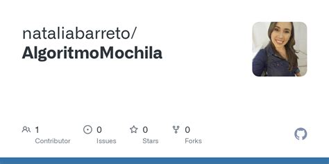 GitHub Nataliabarreto AlgoritmoMochila