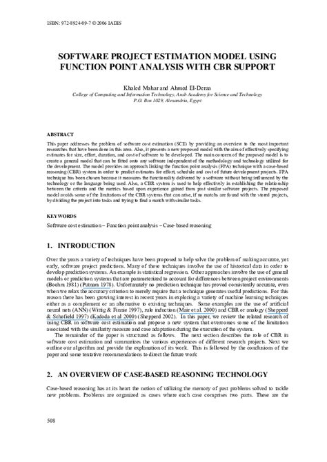 Pdf Software Project Estimation Model Using Function Point Analysis With Cbr Support
