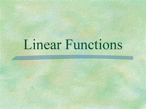 Examples Of A Linear Function In Real Life At Jeffery Thompson Blog