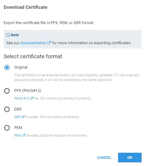 export a certificate octopus deploy