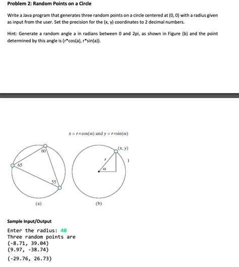 Solved Problem 2 Random Points On A Circle Write A Java