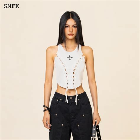 Compass Baseball Deconstruct Vest Top In White Smfk