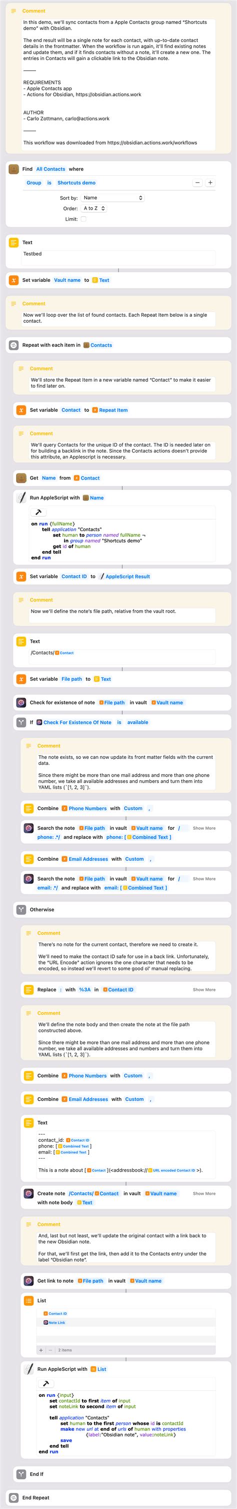 Sync Contacts With Notes Actions For Obsidian Actionsdotwork Forum
